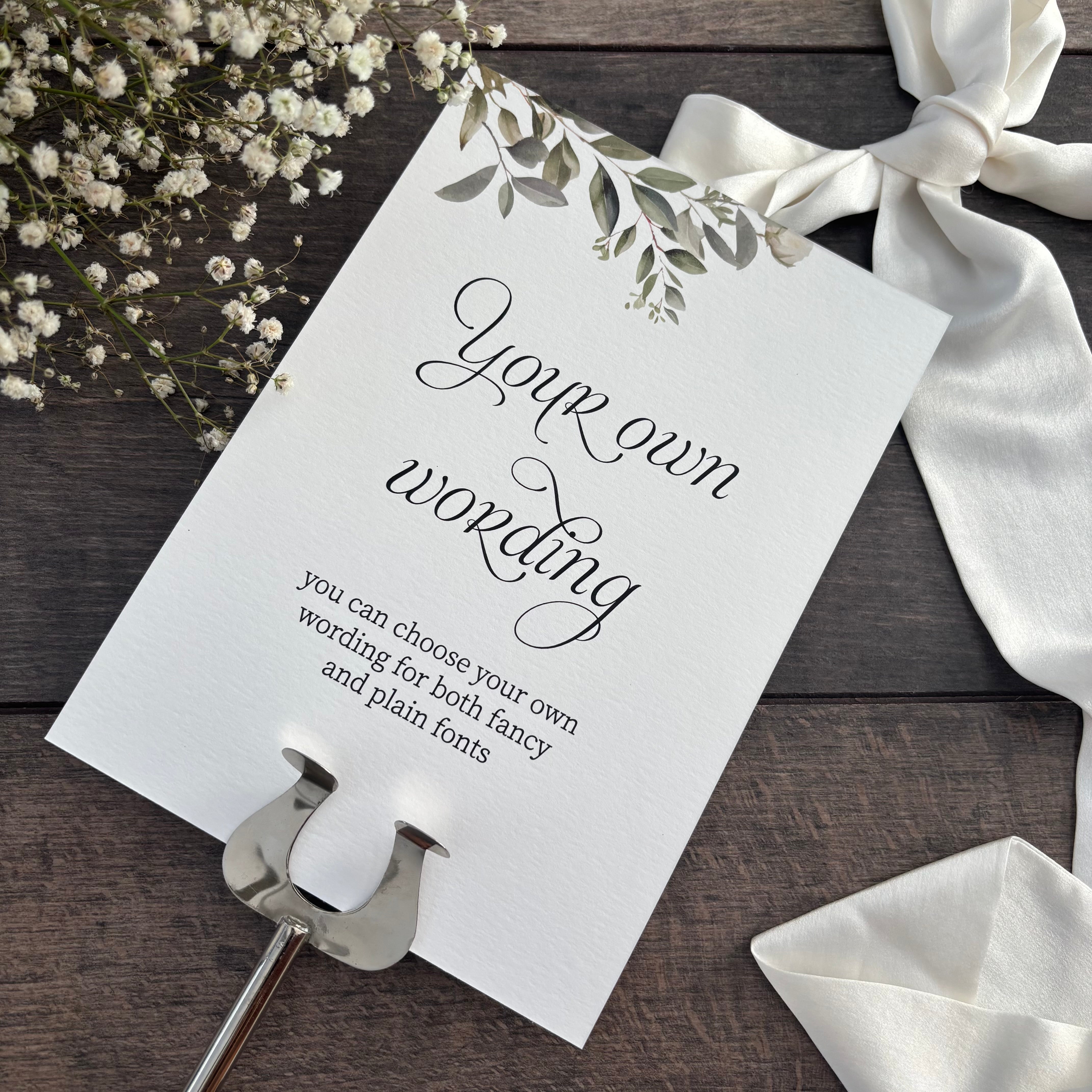 Custom Printed Botanical Wedding Sign - Personalised Wording to Suit Y ...