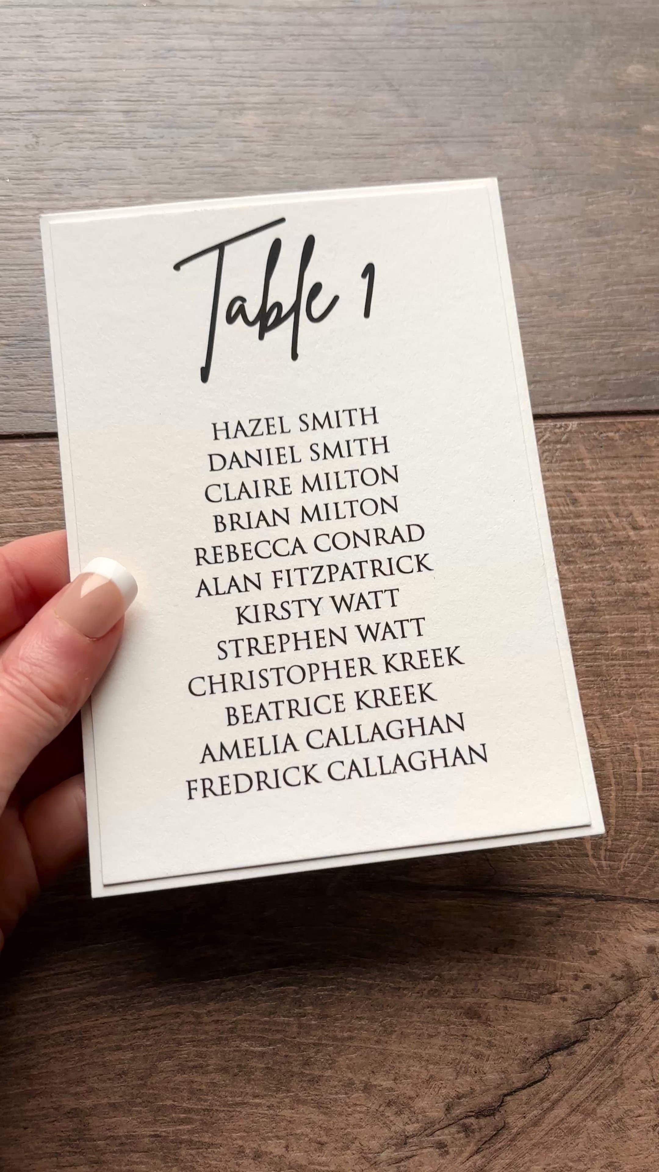EVA - Table Plan Printed Cards ready to mount/display. – THEIA ROCKS