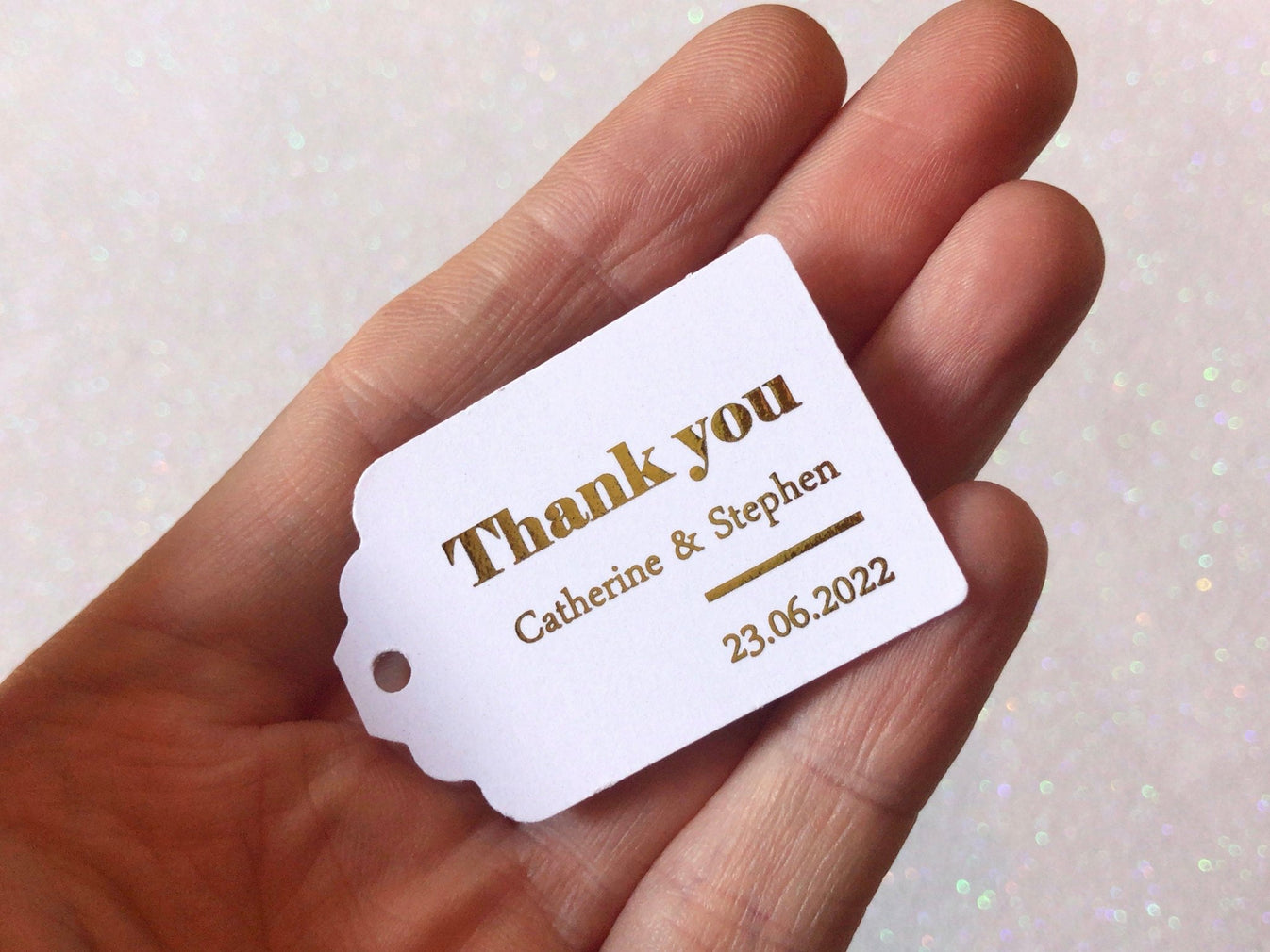 Bold rectangular personalised foiled thank you tags – THEIA ROCKS